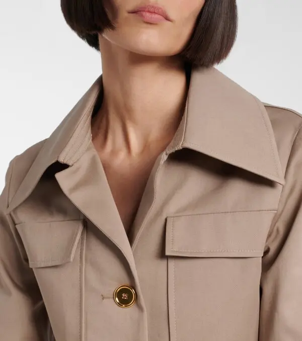 PATOU Cropped Cotton Gabardine Jacket - Beige