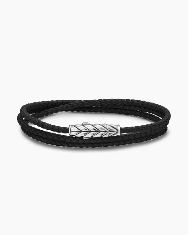 David Yurman Chevron Triple Wrap Bracelet - Black Leather