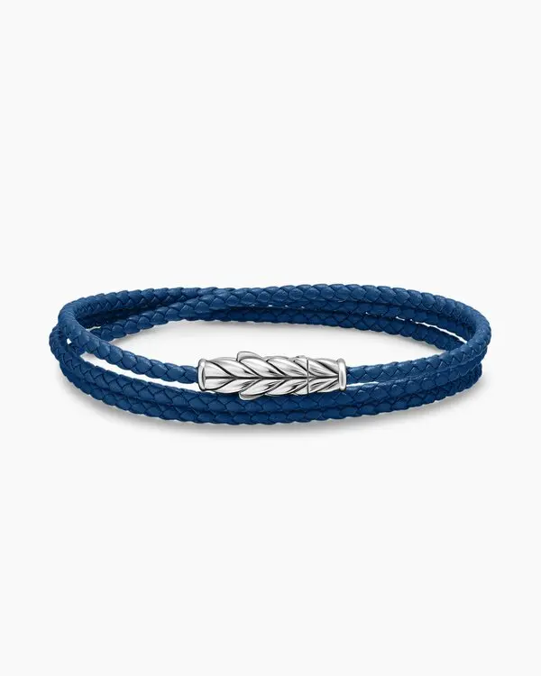 David Yurman Chevron Triple Wrap Bracelet - Blue Leather