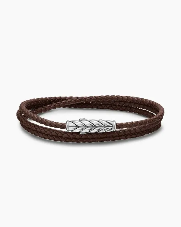 David Yurman Chevron Triple Wrap Bracelet - Brown Leather