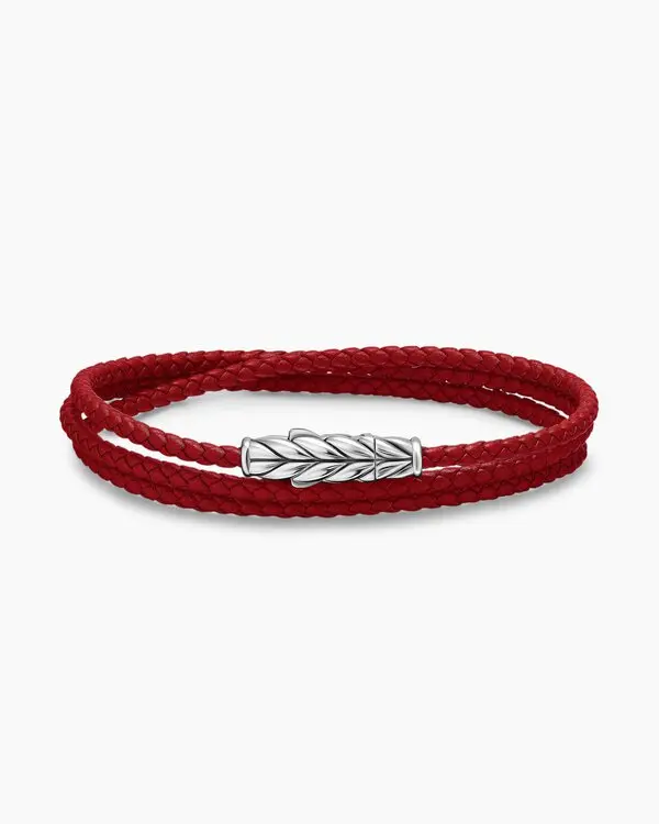 David Yurman Chevron Triple Wrap Bracelet - Red Leather