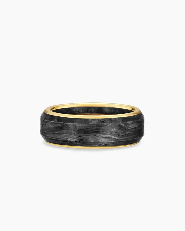 David Yurman Streamline® Band Ring In 18k Yellow Gold And - Forged Carbon