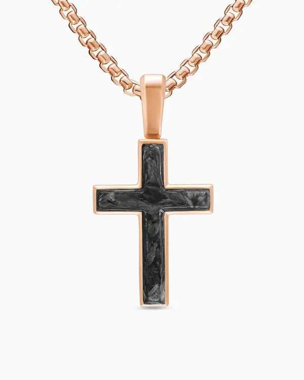 David Yurman Cross Amulet In 18k Rose Gold With - Forged Carbon