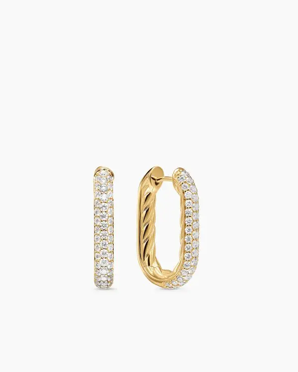 David Yurman Dy Madison® Hoop Earrings In 18k Yellow Gold With Diamonds - Diamond