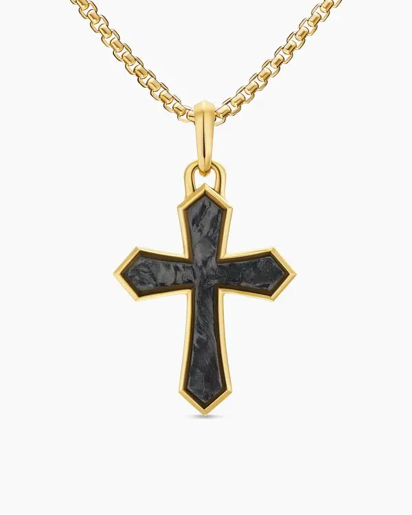David Yurman Cross Amulet In 18k Yellow Gold With - Forged Carbon