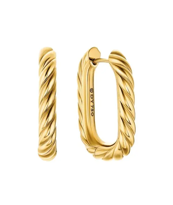 David Yurman Dy Madison Cable Hoop Earrings - All 18k Yellow Gold