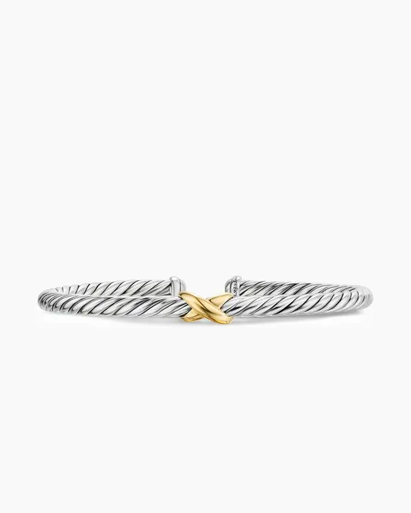 David Yurman Cable Flex X Station Bracelet - Sterling Silver/14k Yellow Gold