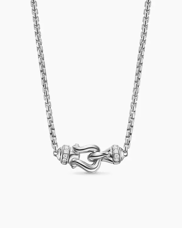 David Yurman Petite Buckle Necklace With Diamonds - Diamond