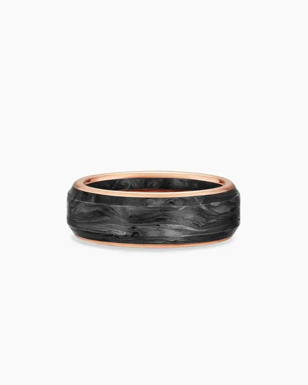 David Yurman Streamline Band Ring In 18k Rose Gold And - Forged Carbon