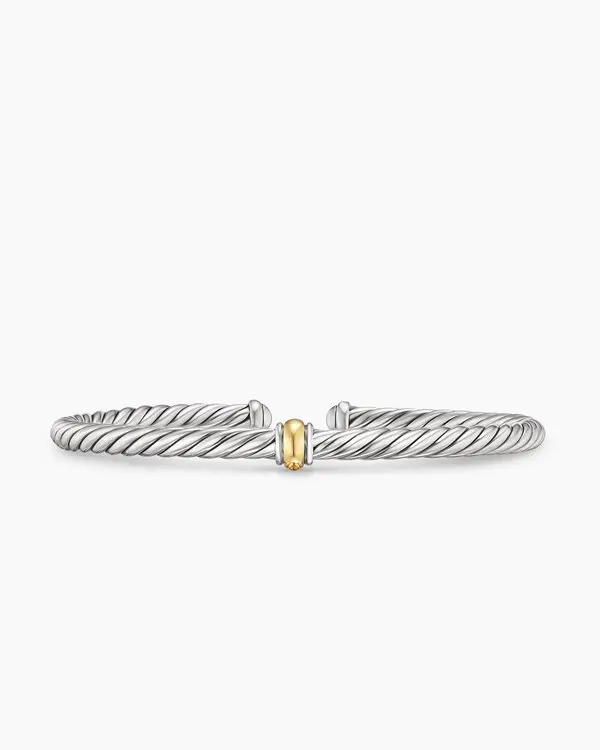 David Yurman Cable Flex Station Bracelet - Sterling Silver/14k Yellow Gold