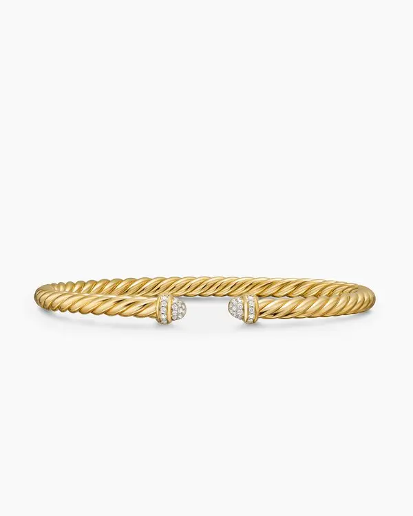 David Yurman 18k Yellow Gold Cablespira® Flex Bracelet With Diamonds - Diamond