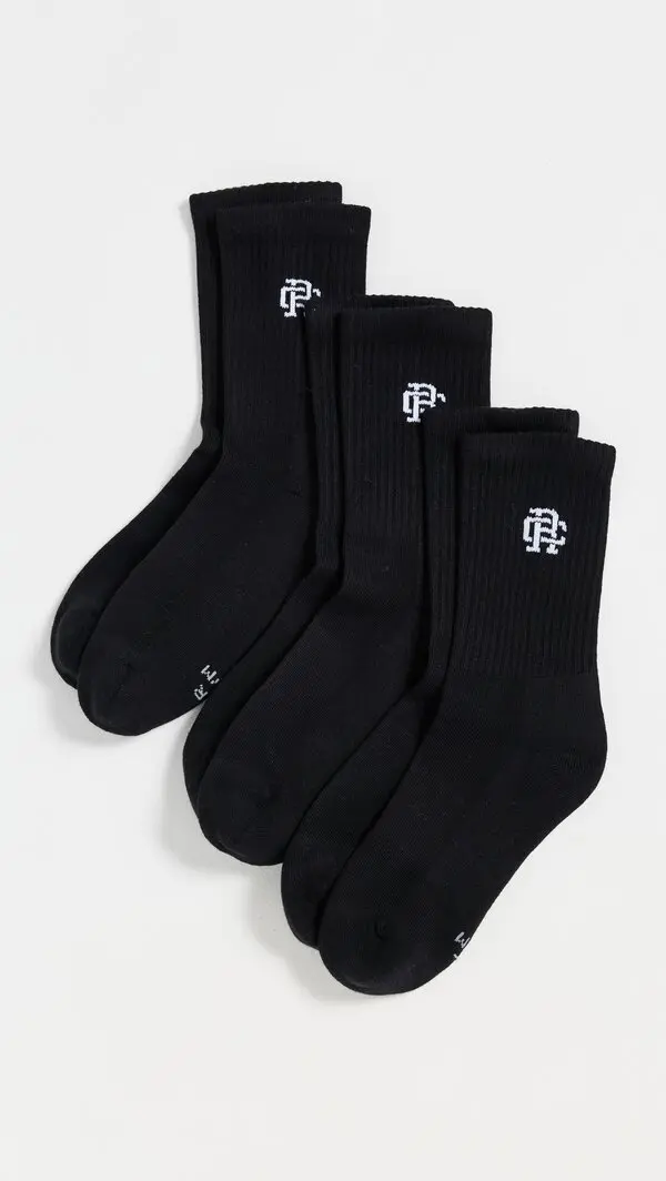Reigning Champ Classic Mid Crew Socks Pack Of 3