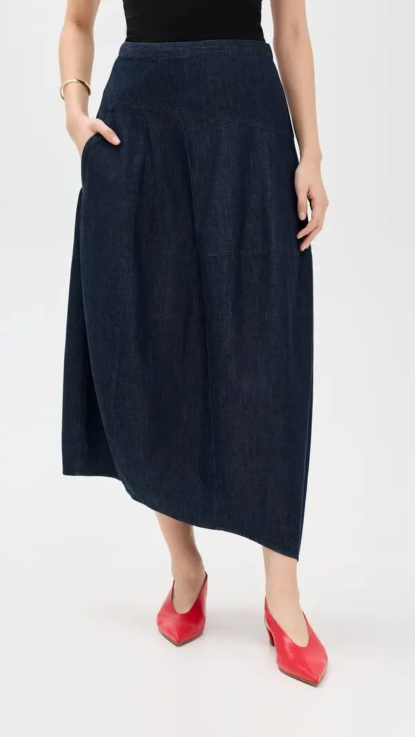 Tibi Lightweight Denim Asymmetrical Balloon Skirt