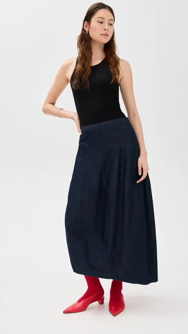 Tibi Lightweight Denim Asymmetrical Balloon Skirt