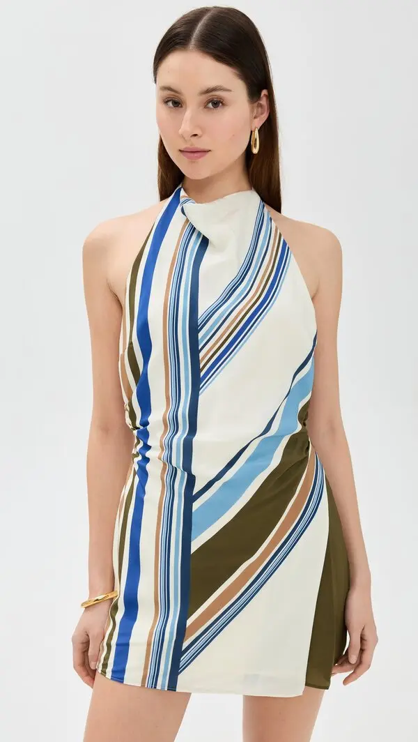 Sir. Thistle Halter Mini Dress In Blue Baiadera - 40% Off | Editorialist