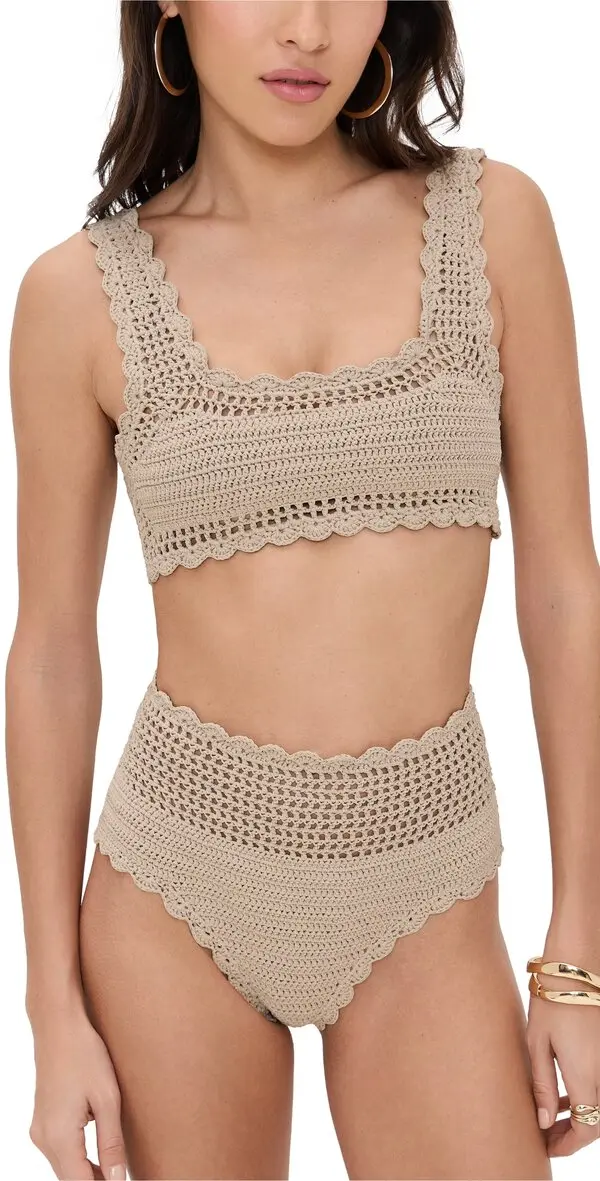 Beach Riot Andy Crochet Bikini Top - Tan