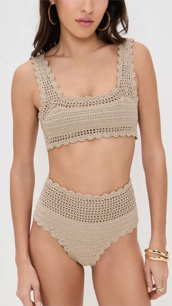 Beach Riot Andy Crochet Bikini Top - Tan