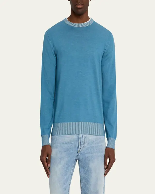Fioroni Cotton And Cashmere Duvet Vanise Crewneck Sweater