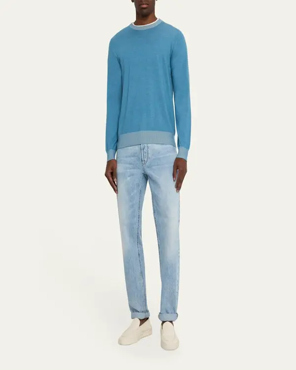 Fioroni Cotton And Cashmere Duvet Vanise Crewneck Sweater