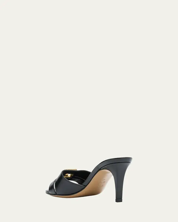 Fendi Fold Leather Kitten-heel Sandals - Nero