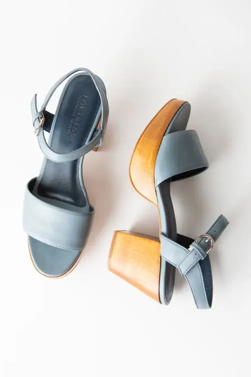 FORTRESS Hannah Platform Clog Sandal - Denim Blue Crust