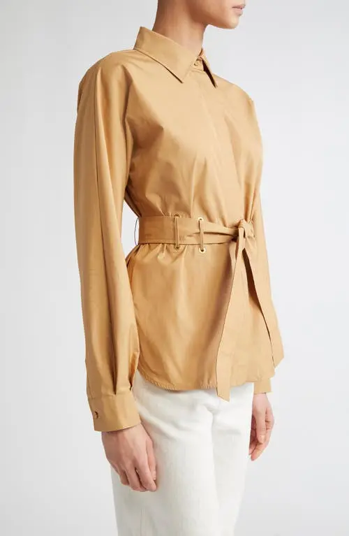 Max Mara Juglas Belted Button-up Shirt - Caramel