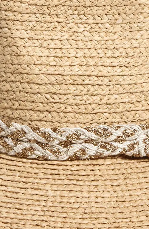 Lele Sadoughi Straw Hat With Braided Rope Band