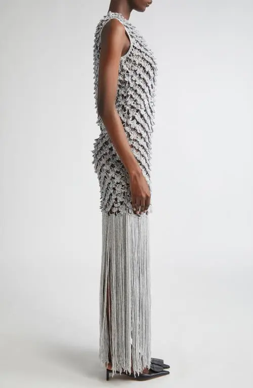 Erdem Metallic Crochet Cocktail Dress In Silver - 80% Off | Editorialist
