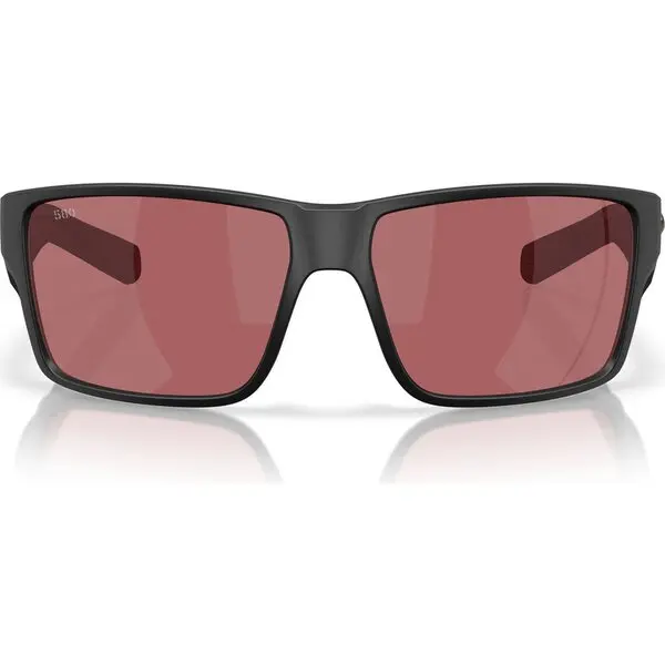COSTA DEL MAR 63mm Rectangular Sunglasses - Matte Black/ Rose