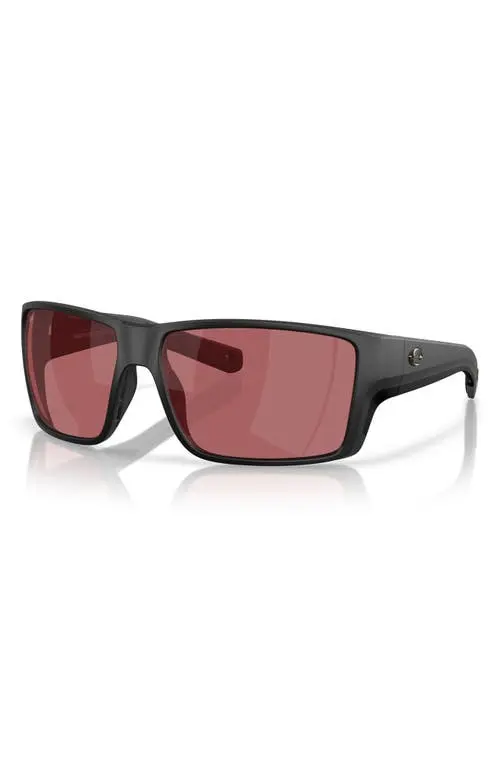 COSTA DEL MAR 63mm Rectangular Sunglasses - Matte Black/ Rose