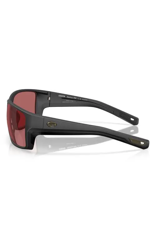 COSTA DEL MAR 63mm Rectangular Sunglasses - Matte Black/ Rose