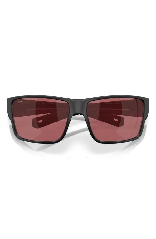COSTA DEL MAR 63mm Rectangular Sunglasses - Matte Black/ Rose