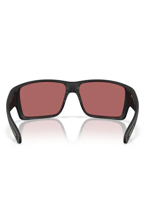 COSTA DEL MAR 63mm Rectangular Sunglasses - Matte Black/ Rose