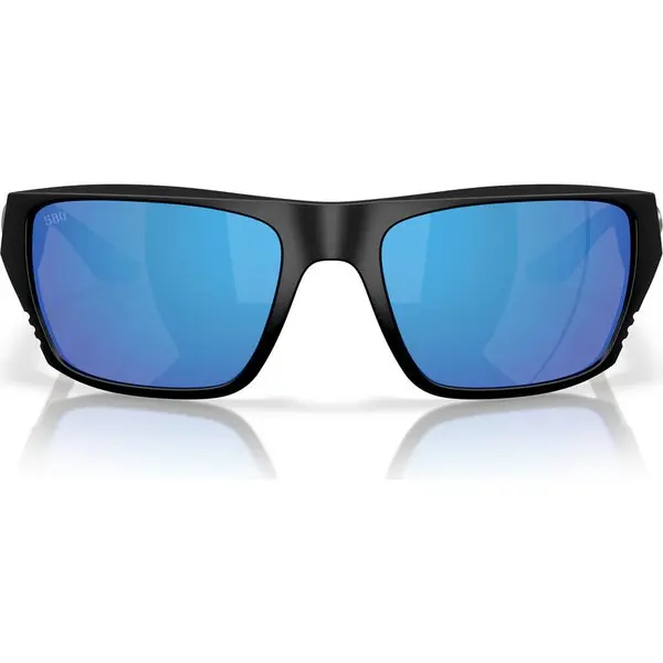 COSTA DEL MAR 59mm Polarized Square Sunglasses - Black/ Bright Blue Mirror