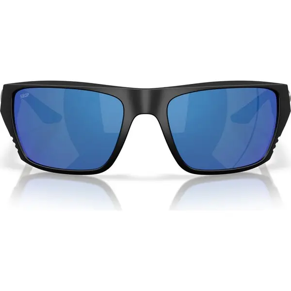COSTA DEL MAR 59mm Polarized Square Sunglasses - Matte Black/blue Mirror