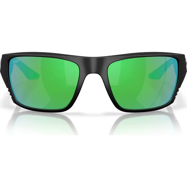 COSTA DEL MAR 59mm Polarized Square Sunglasses - Matte Black/green Mirror