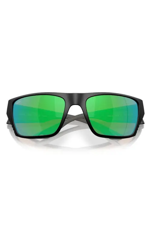 COSTA DEL MAR 59mm Polarized Square Sunglasses - Matte Black/green Mirror