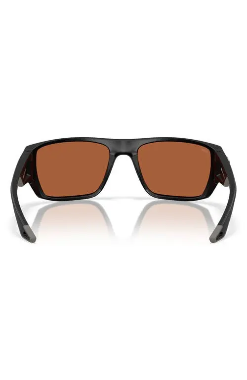 COSTA DEL MAR 59mm Polarized Square Sunglasses - Matte Black/green Mirror