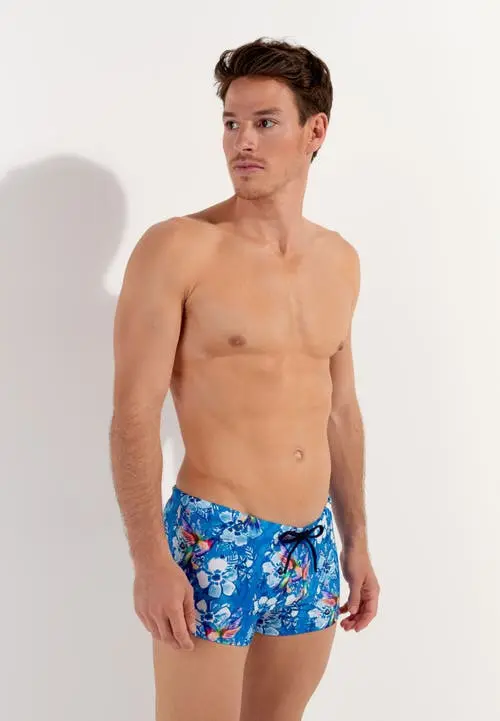 HOM Colibris Swim Shorts - Blue Print