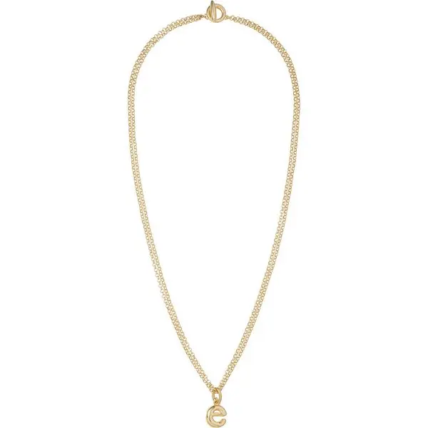 ROXANNE ASSOULIN Puffy Initial Pendant Necklace - Gold E
