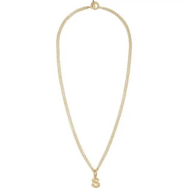 ROXANNE ASSOULIN Puffy Initial Pendant Necklace - Gold S
