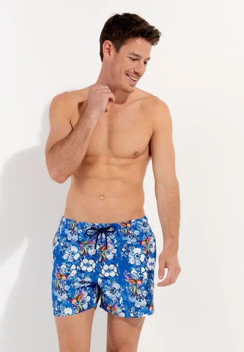 HOM Colibris Beach Boxer - Blue Print