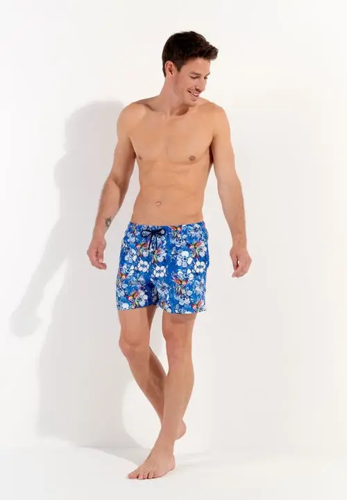HOM Colibris Beach Boxer - Blue Print
