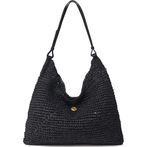 ORYANY Raffia Triangle Shoulder Bag - Black