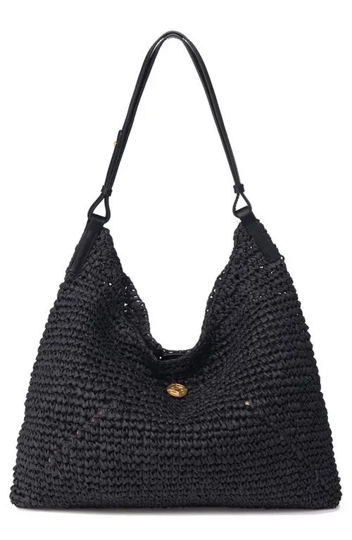 ORYANY Raffia Triangle Shoulder Bag - Black
