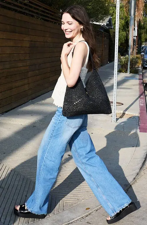 ORYANY Raffia Triangle Shoulder Bag - Black