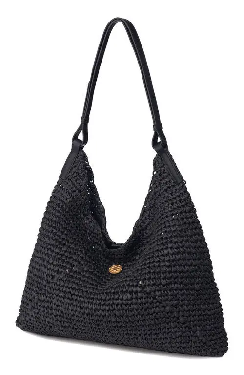 ORYANY Raffia Triangle Shoulder Bag - Black