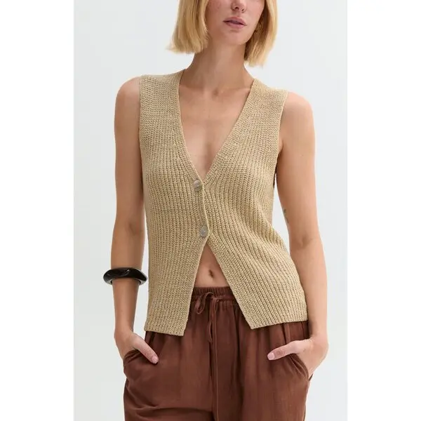 CRESCENT Sleeveless Sweater Vest - Beige