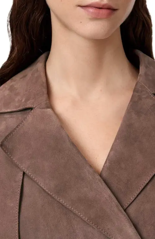ALLSAINTS Ophelia Suede Jacket - Mole Brown