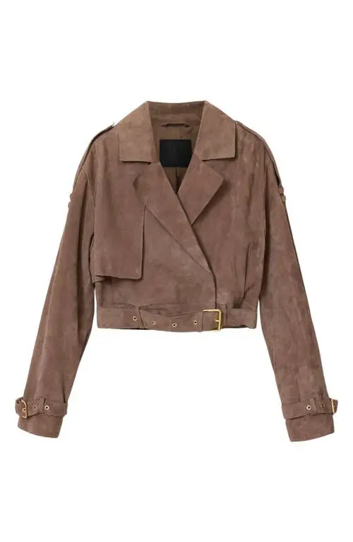 ALLSAINTS Ophelia Suede Jacket - Mole Brown